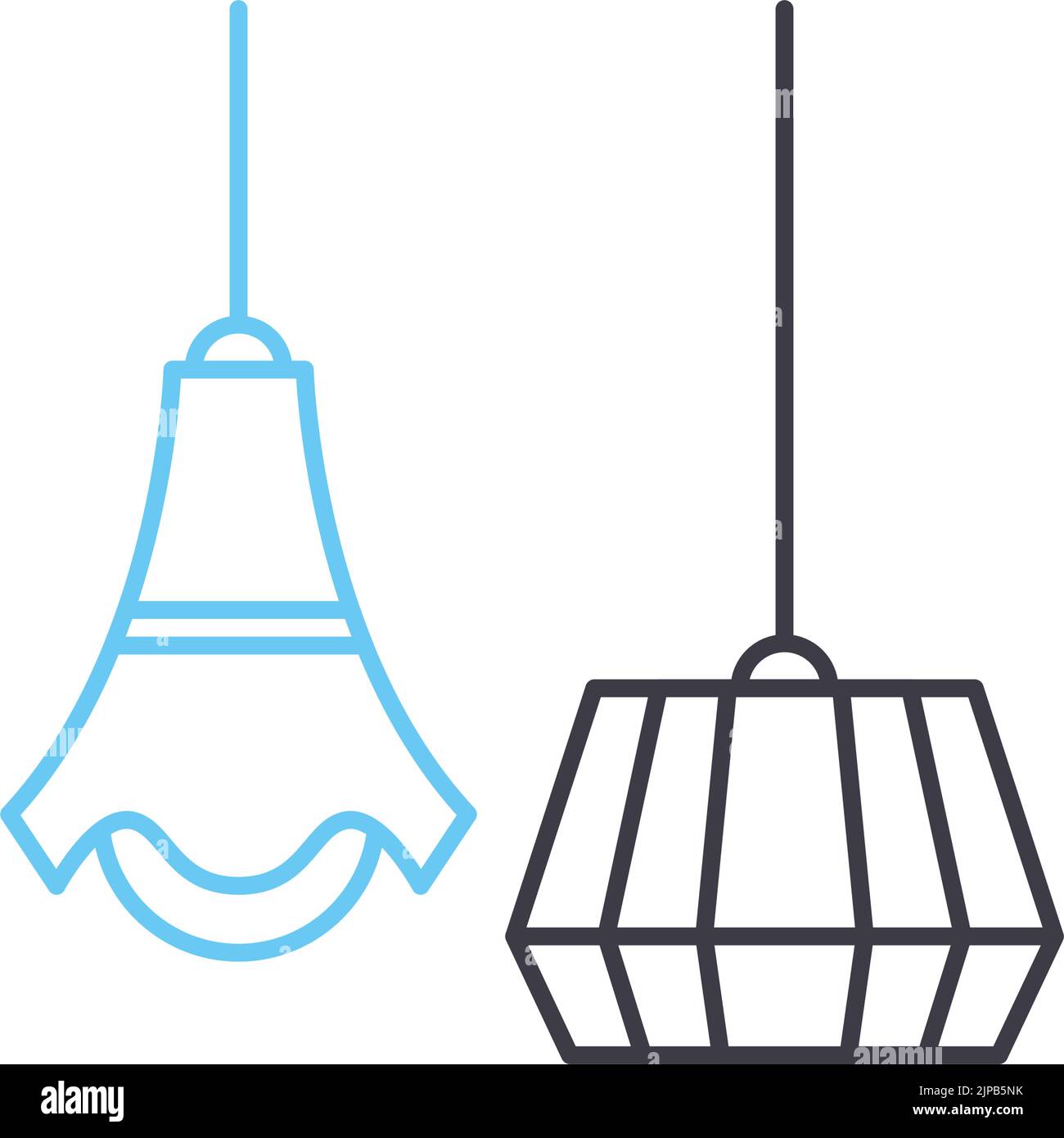 hanging lamp line icon, outline symbol, vector illustration, concept ...