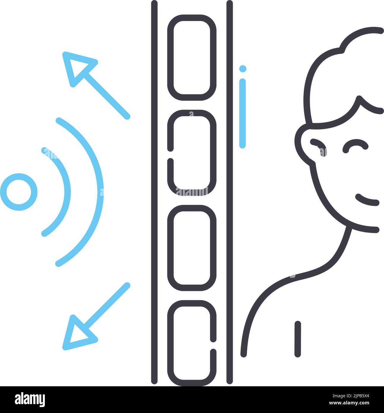 sound absorption line icon, outline symbol, vector illustration ...
