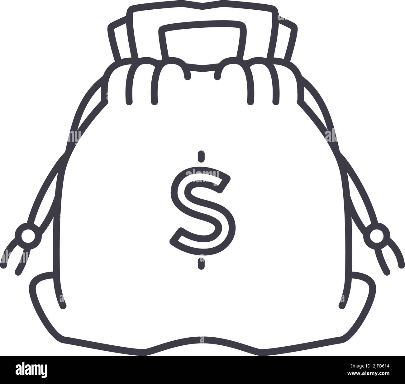 money bag line icon, outline symbol, vector illustration, concept sign ...