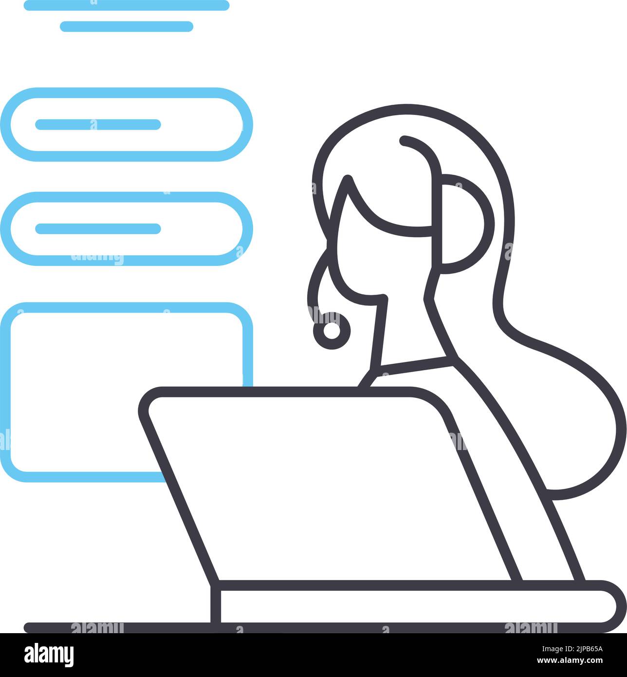 support center page form line icon, outline symbol, vector illustration ...