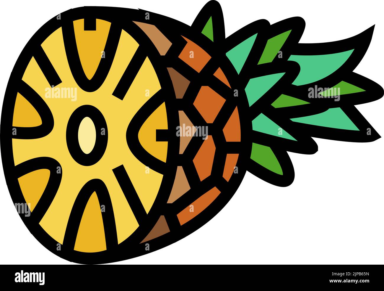pineapple one cut piece color icon vector illustration Stock Vector ...