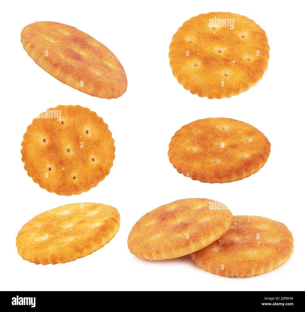 Round salted snack cracker isolated on white background Stock Photo - Alamy