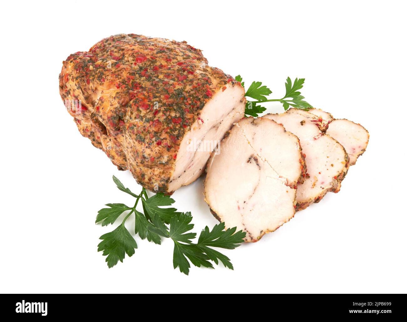 Baked meat isolated on a white background Stock Photo - Alamy