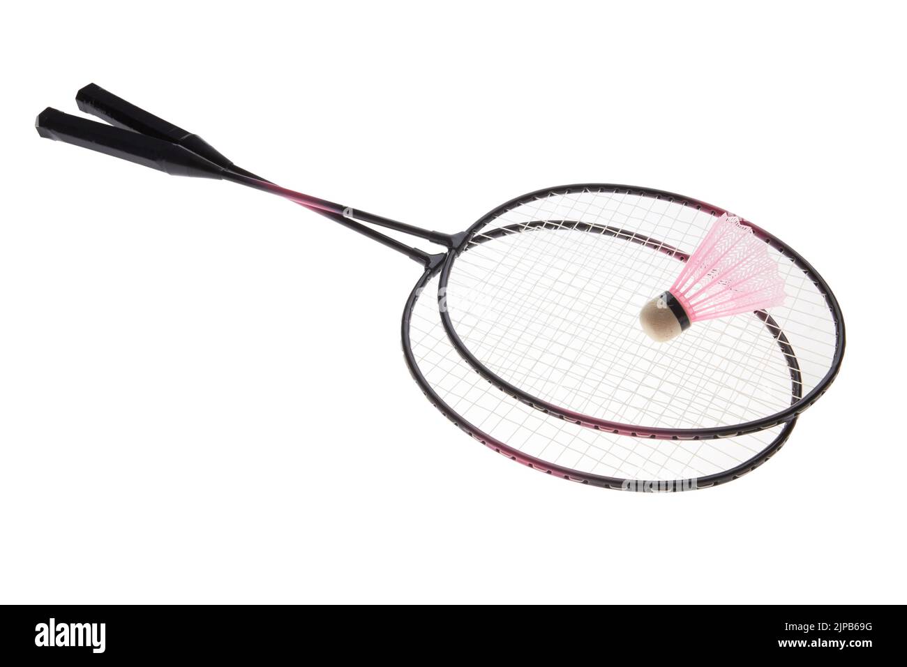Badminton rackets and shuttlecock isolated on white background Stock ...