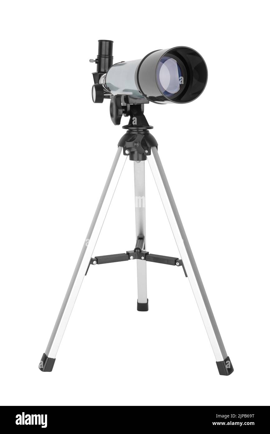 Modern telescope isolated on a white background Stock Photo - Alamy