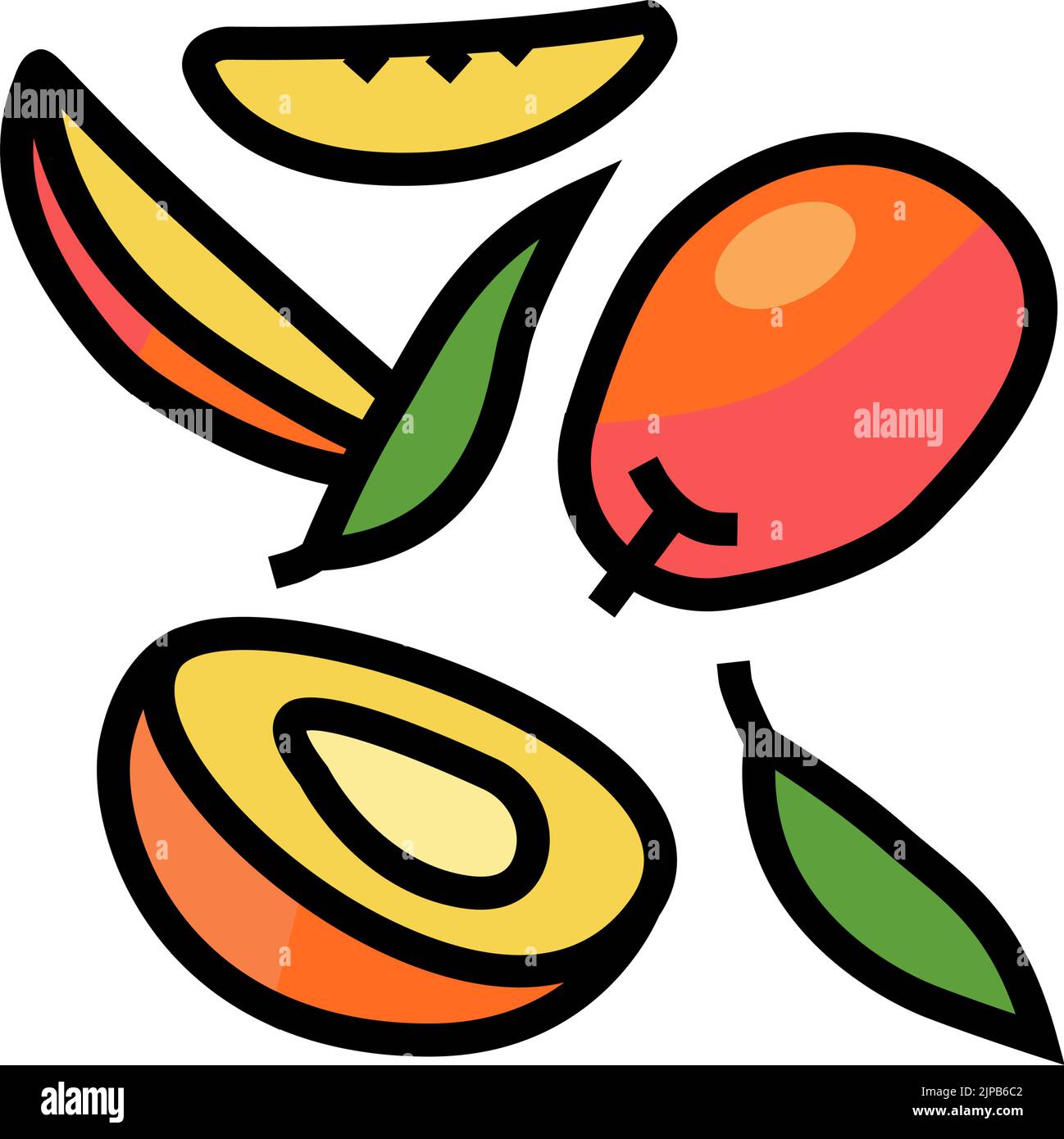 mango ripe cut leaf red color icon vector illustration Stock Vector ...