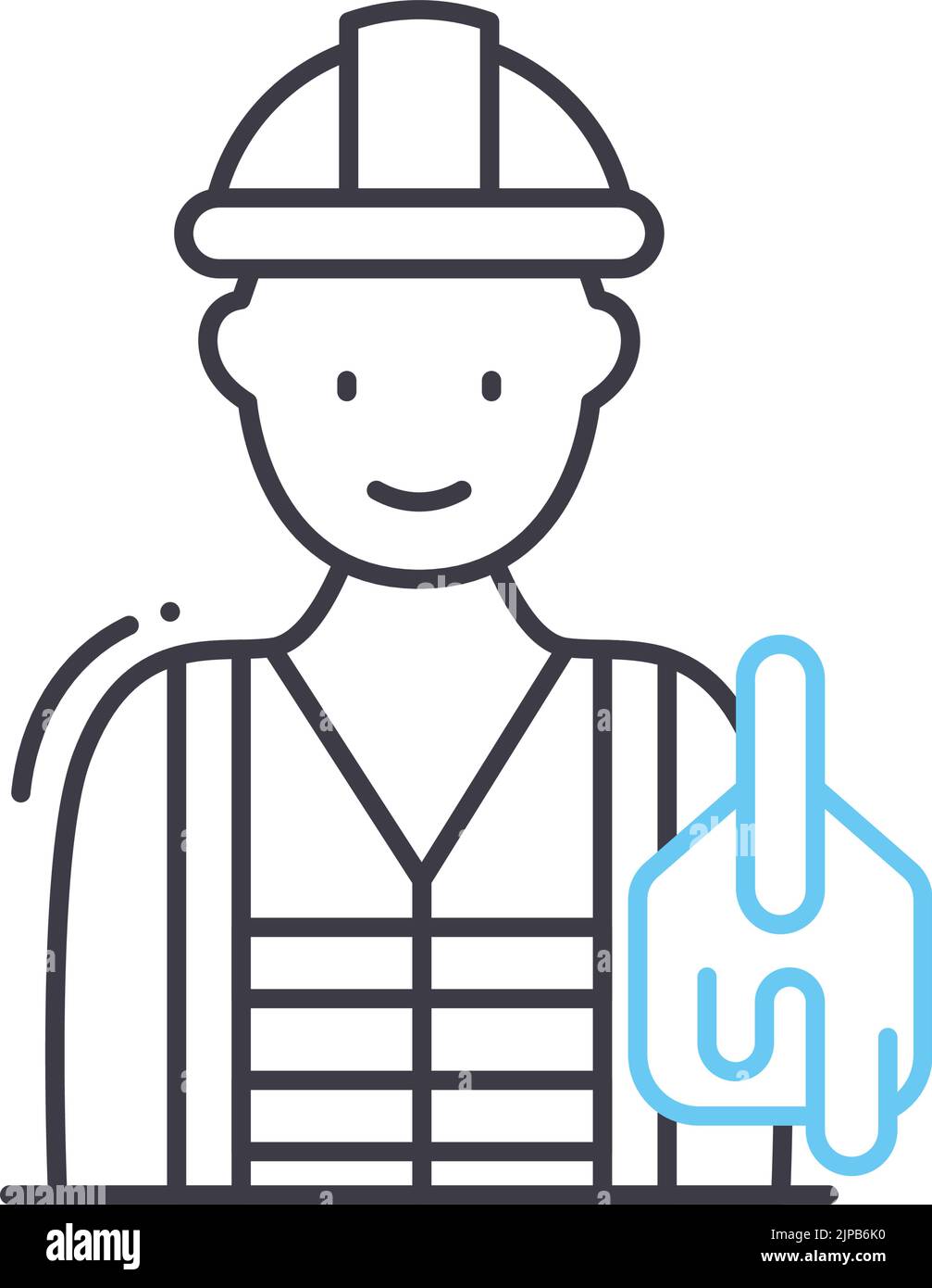 laborer line icon, outline symbol, vector illustration, concept sign ...