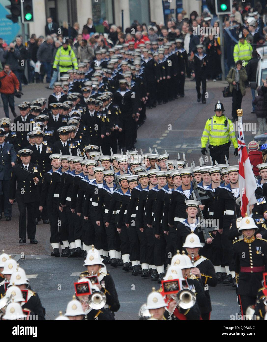 THE CREW OF HMS ARK ROYAL MARCH THROUGH THE CITY OF PORTSMOUTH TO SAY ...