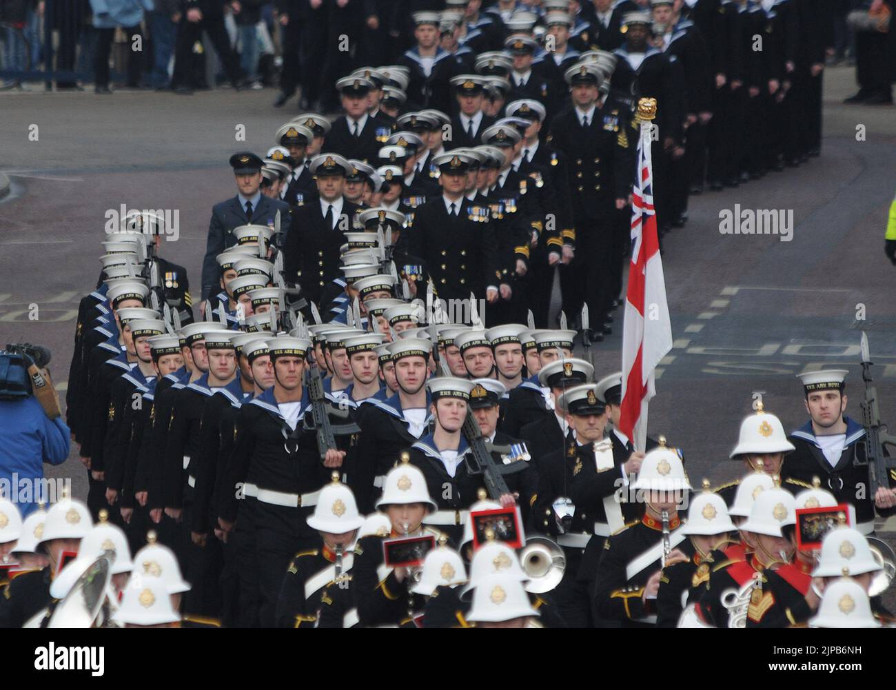 THE CREW OF HMS ARK ROYAL MARCH THROUGH THE CITY OF PORTSMOUTH TO SAY ...