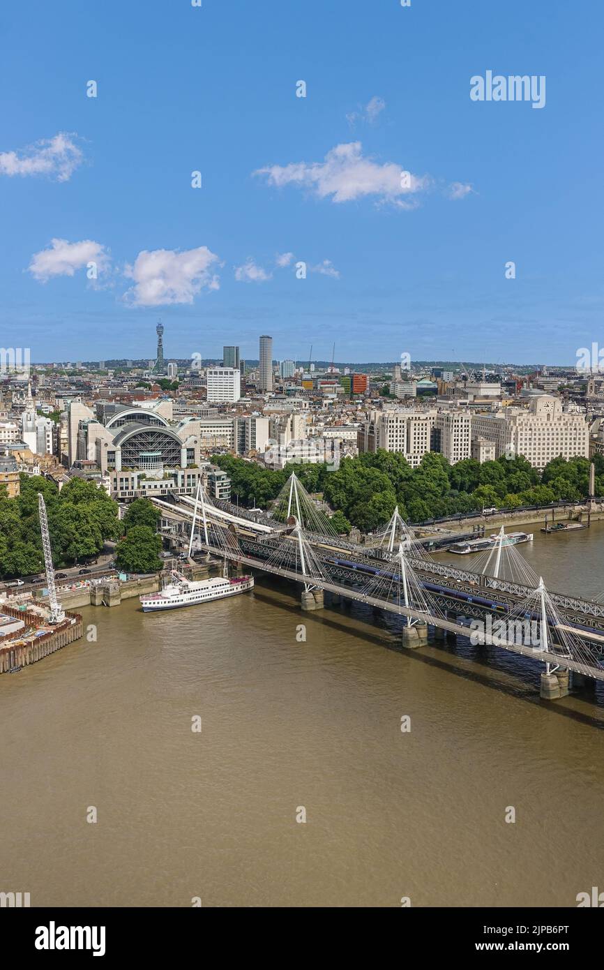 London, UK - July 4, 2022: Seen from London Eye. Portrait of Hungerford ...