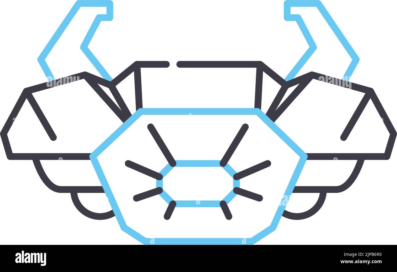 space interceptor line icon, outline symbol, vector illustration ...