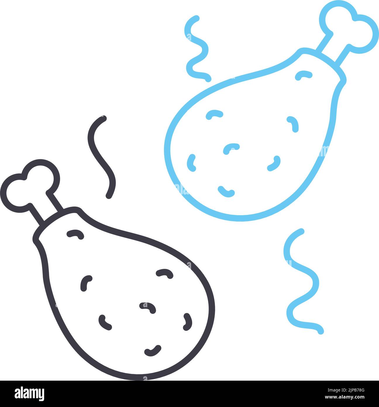 fried chicken line icon, outline symbol, vector illustration, concept ...