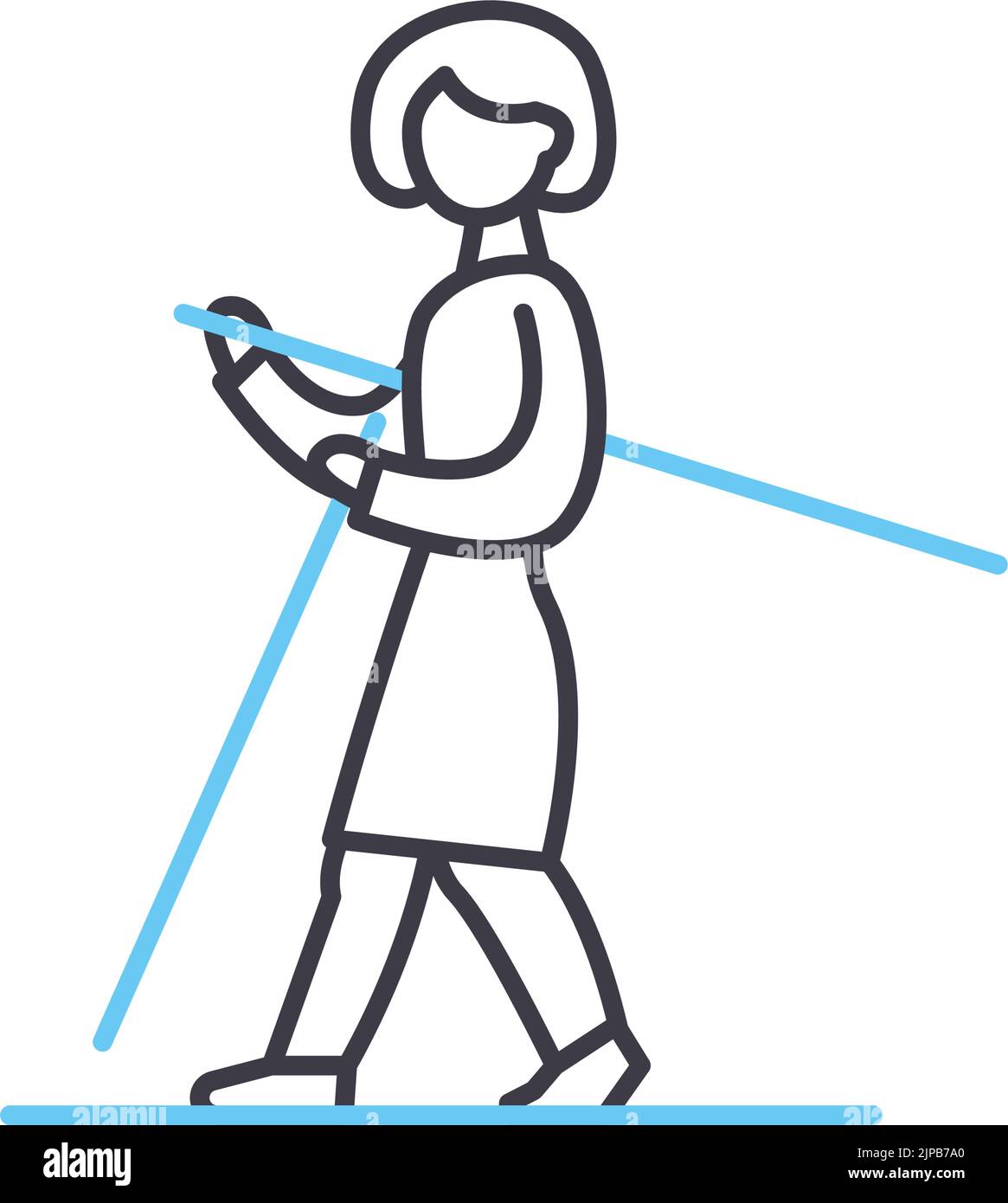 hiking line icon, outline symbol, vector illustration, concept sign ...