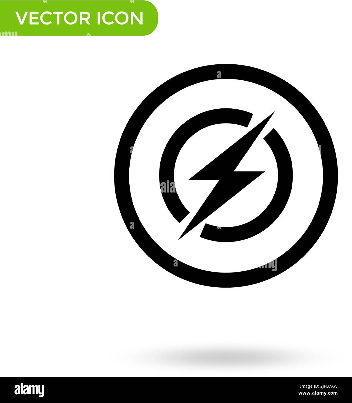 thunder bolt circle icon. minimal and creative icon isolated on white ...