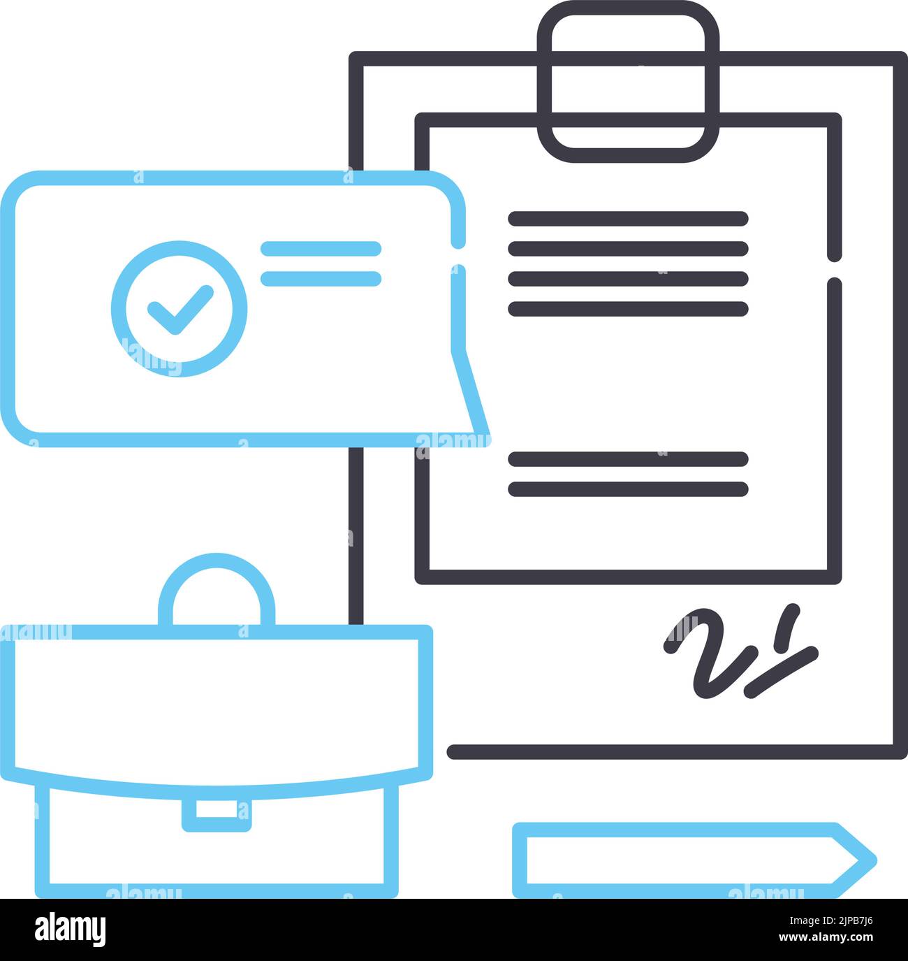 working planner line icon, outline symbol, vector illustration, concept ...