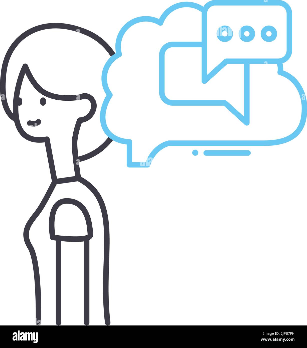 inner dialog line icon, outline symbol, vector illustration, concept ...