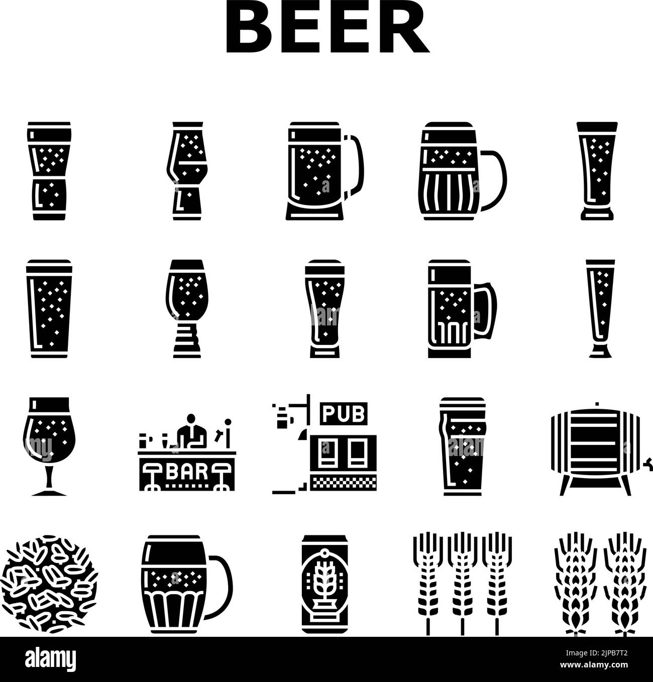 glass beer mug pint bar drink icons set vector Stock Vector Image & Art ...