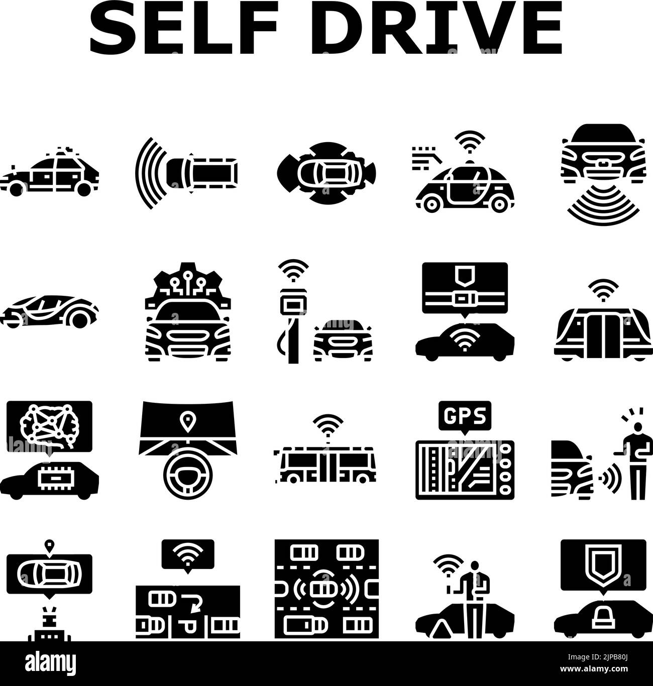 car self vehicle drive smart auto icons set vector Stock Vector Image ...