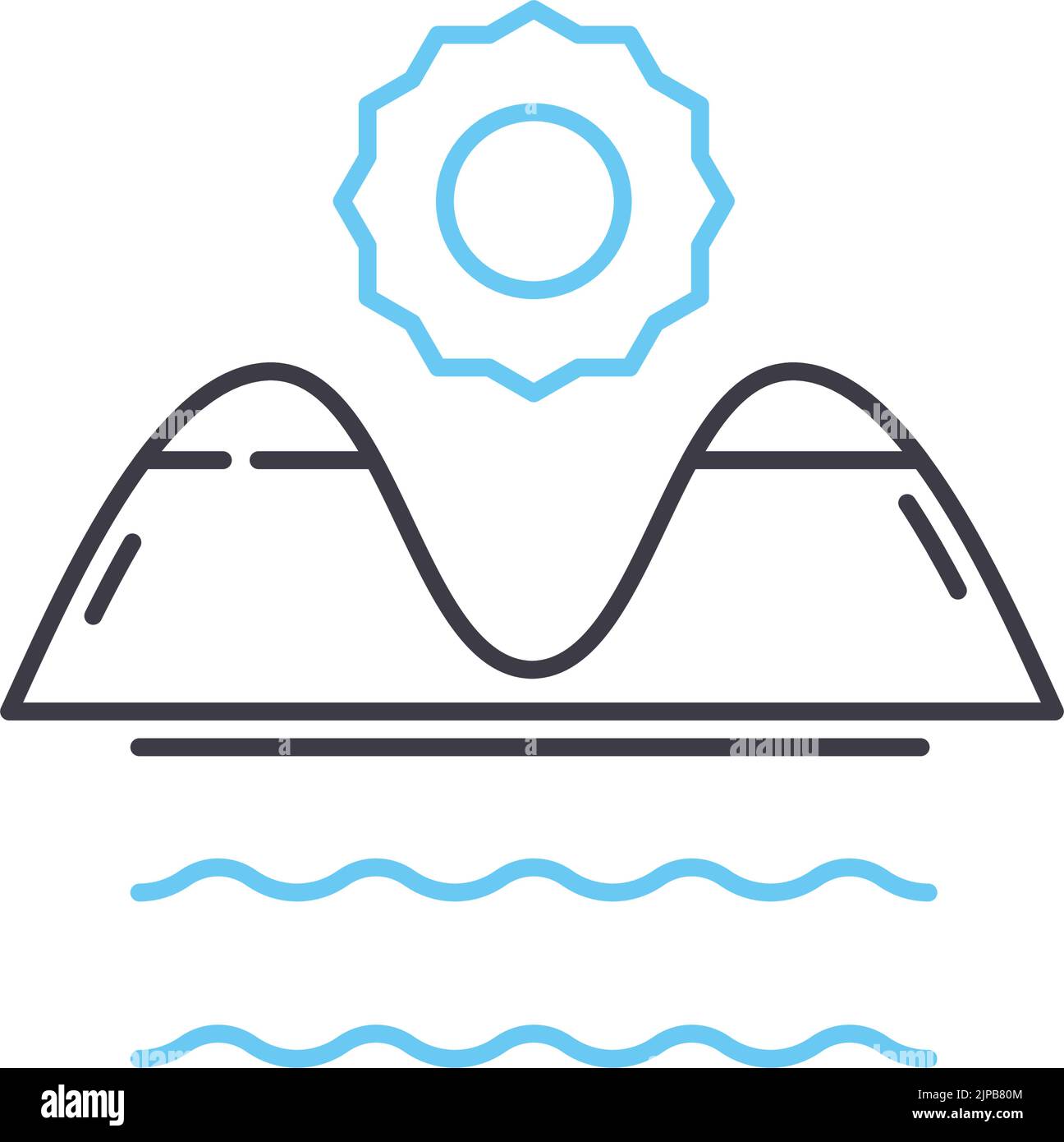 sunset line icon, outline symbol, vector illustration, concept sign ...