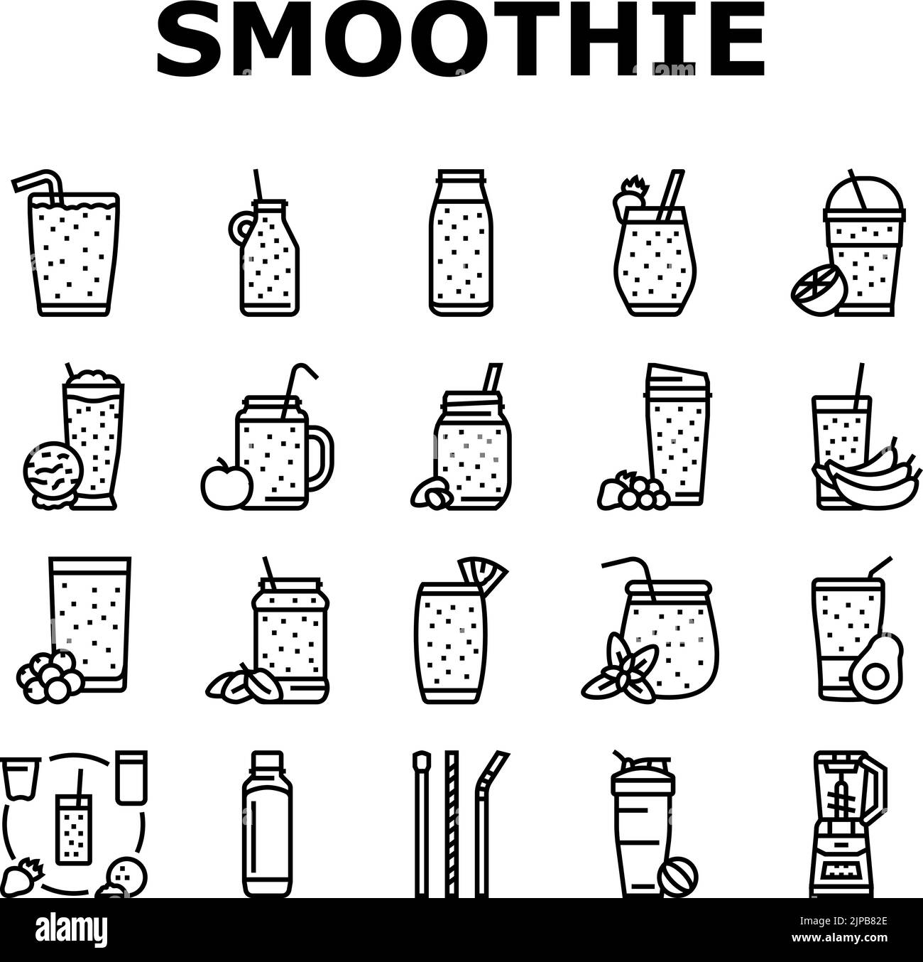 smoothie fruit juice food shake icons set vector Stock Vector Image ...