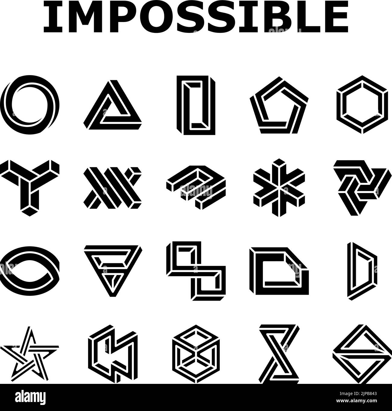 Hexagon impossible geometric shape Black and White Stock Photos ...