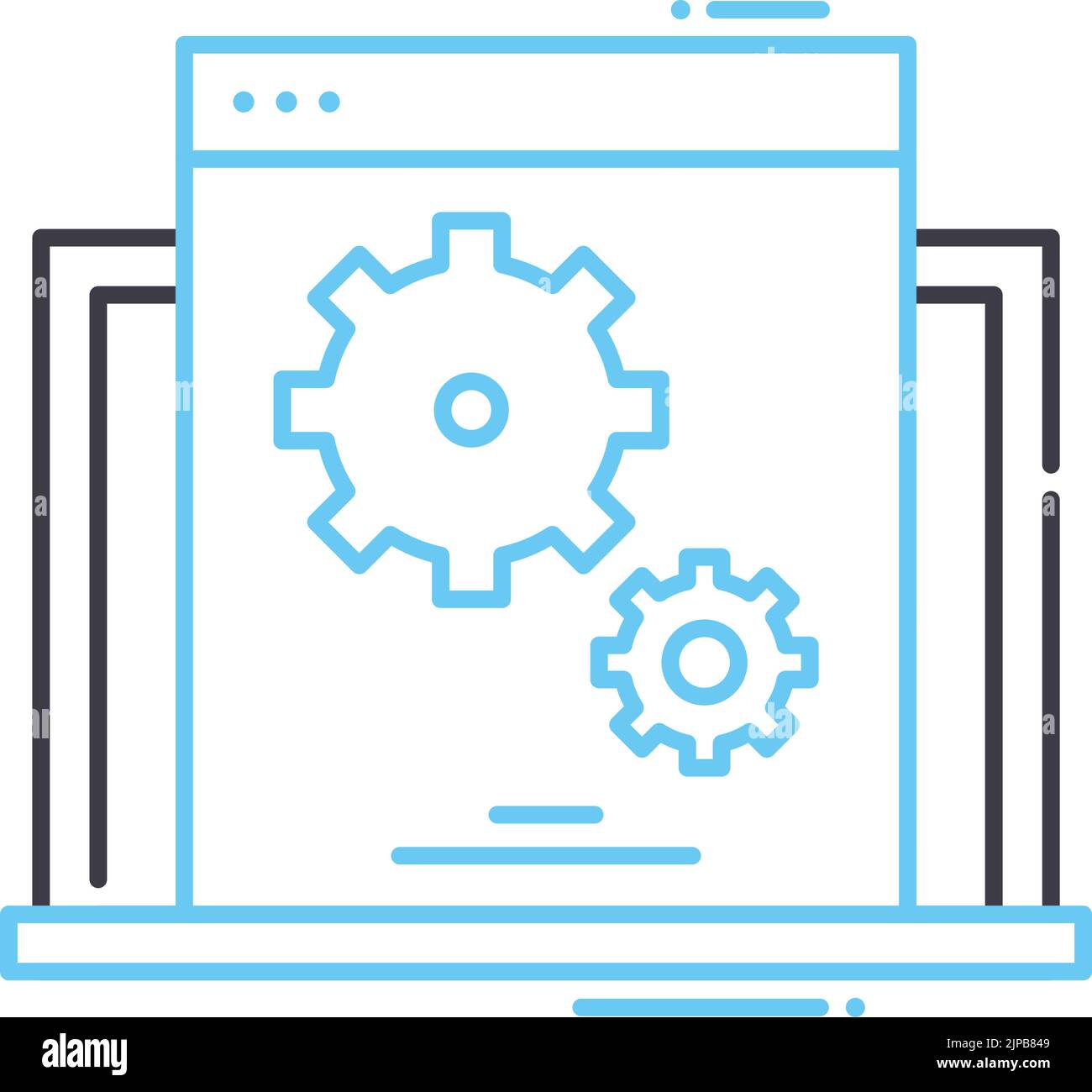 monitoring system line icon, outline symbol, vector illustration ...