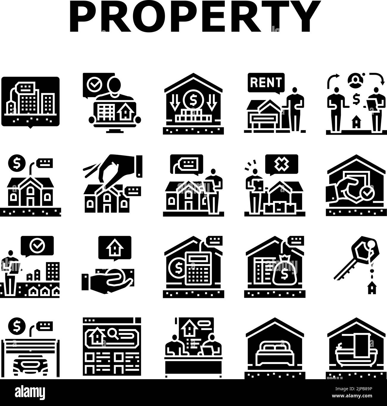 property estate home house real icons set vector Stock Vector Image ...