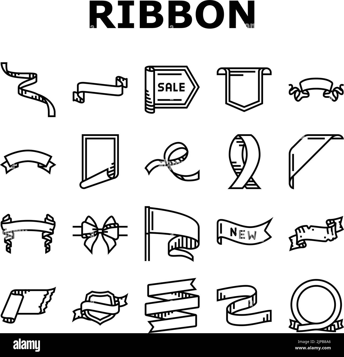 ribbon red banner design gift icons set vector Stock Vector Image & Art - Alamy