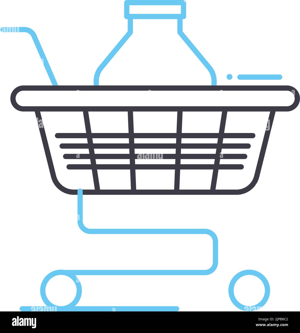 shopping cart line icon, outline symbol, vector illustration, concept ...