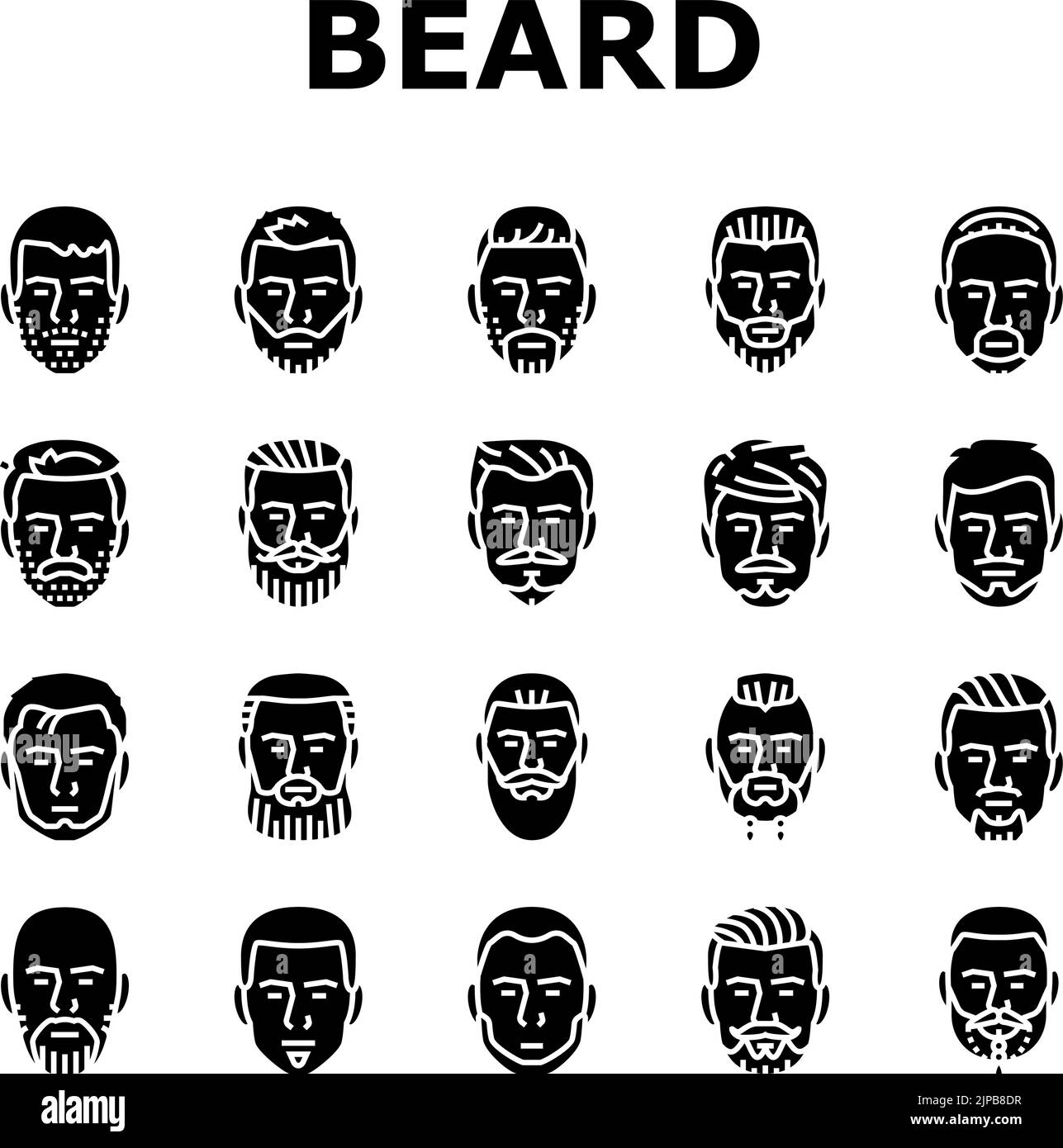beard hair style face male icons set vector Stock Vector Image & Art ...