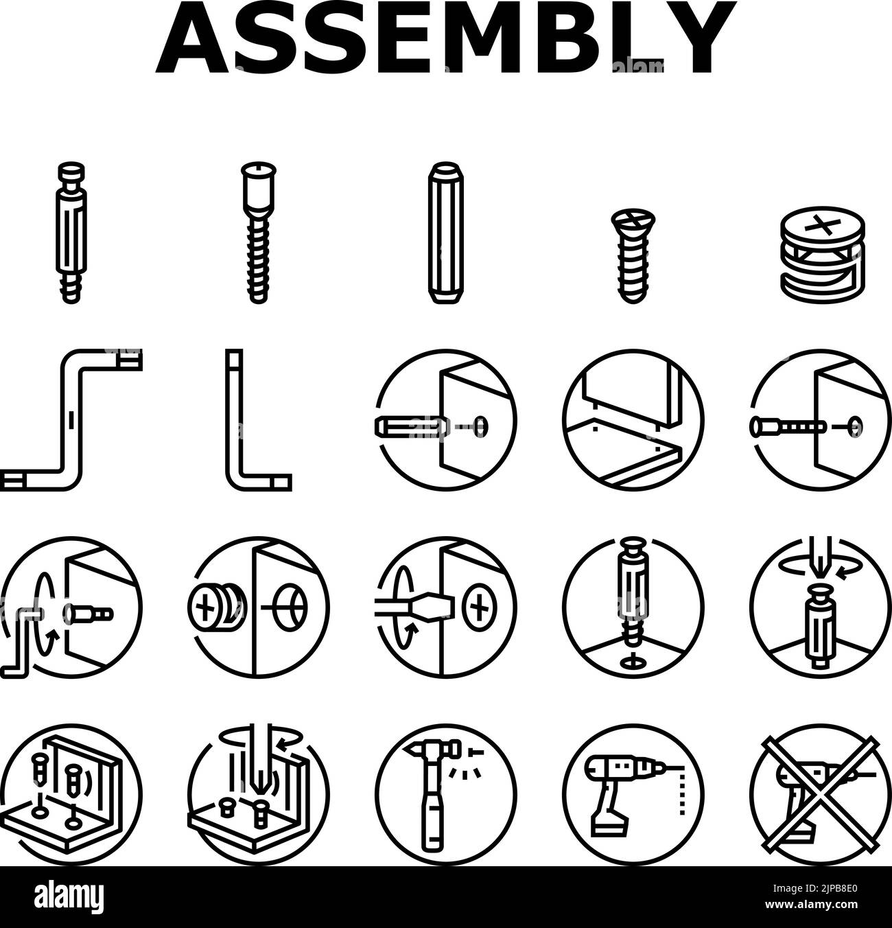 assembly furniture instruction icons set vector Stock Vector Image ...