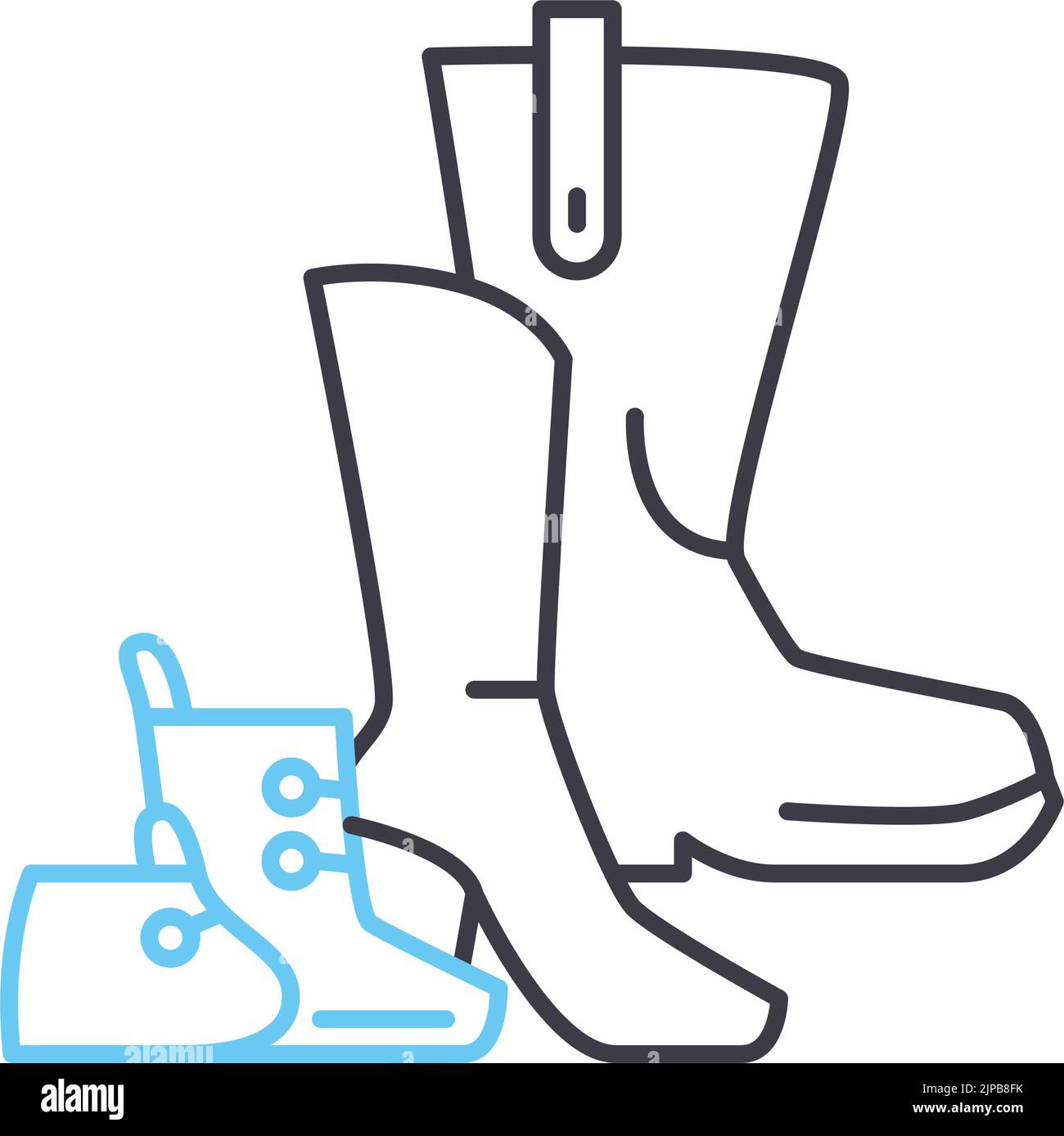 large family line icon, outline symbol, vector illustration, concept ...