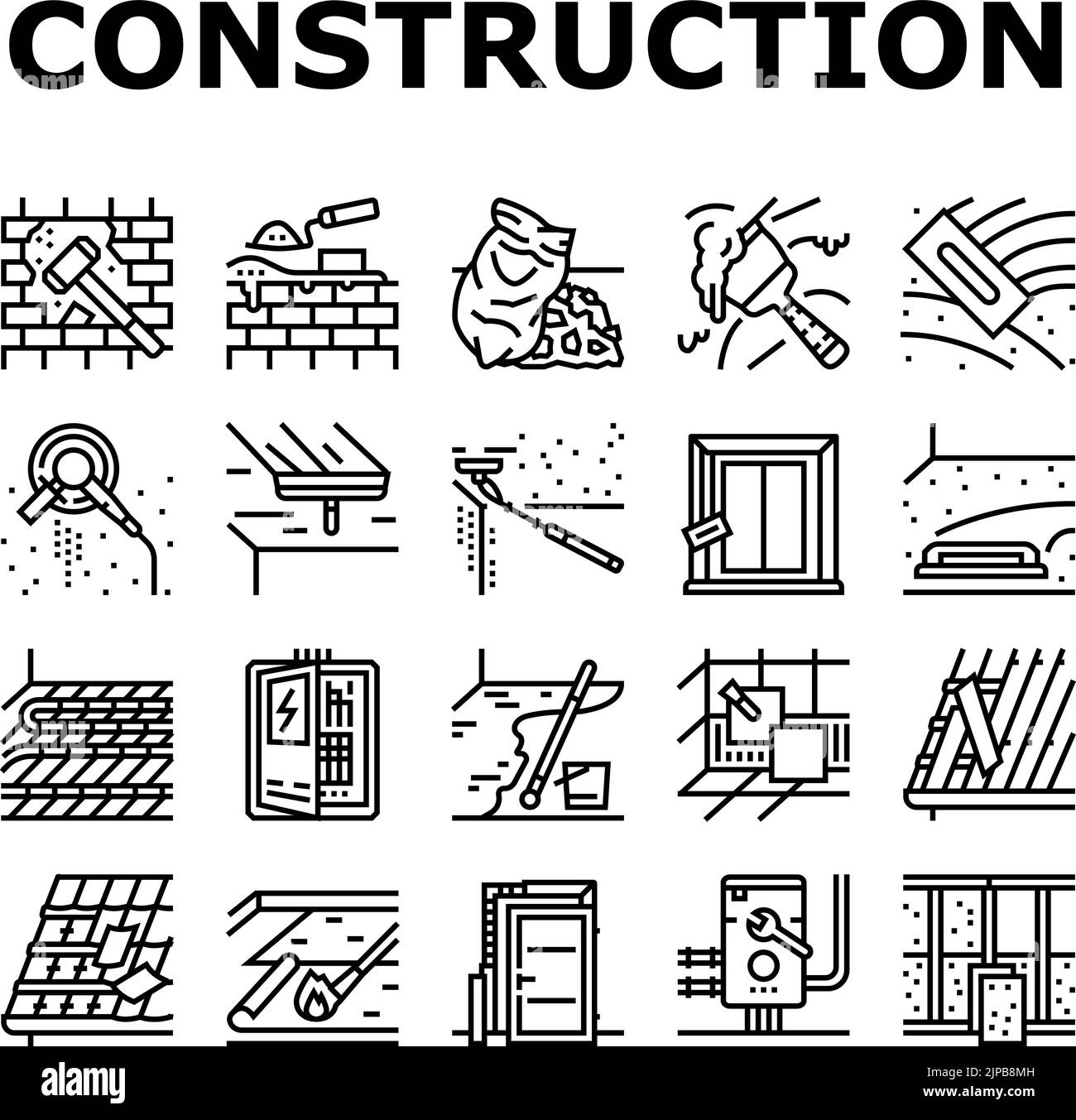 construction crane house work icons set vector Stock Vector Image & Art - Alamy