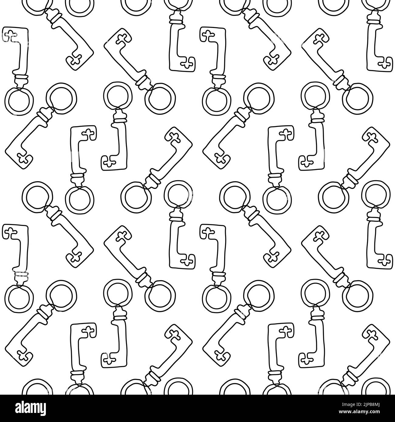 Antique keys seamless pattern. Minimalist continuous line key ...