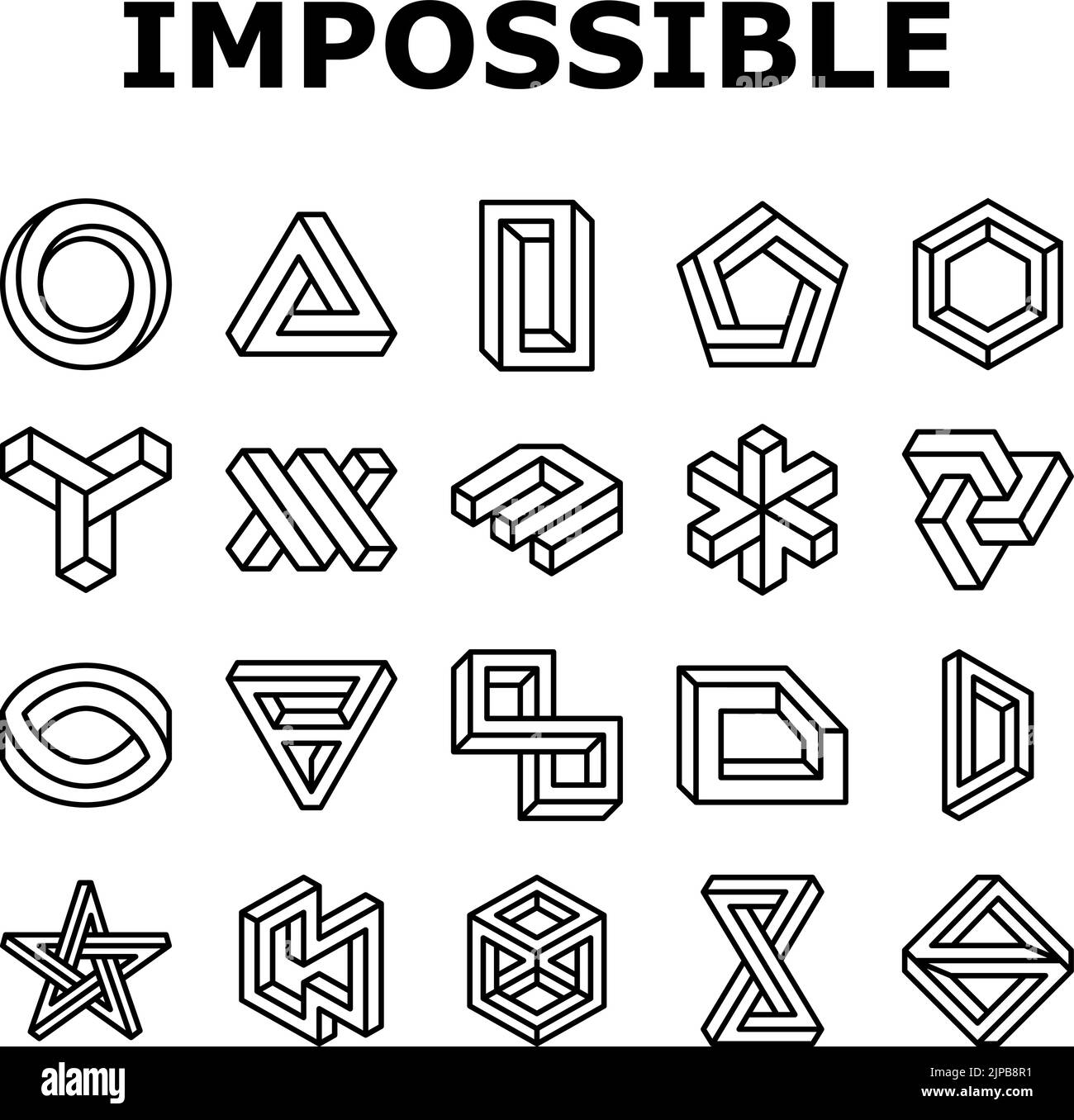Hexagon impossible geometric shape Black and White Stock Photos ...