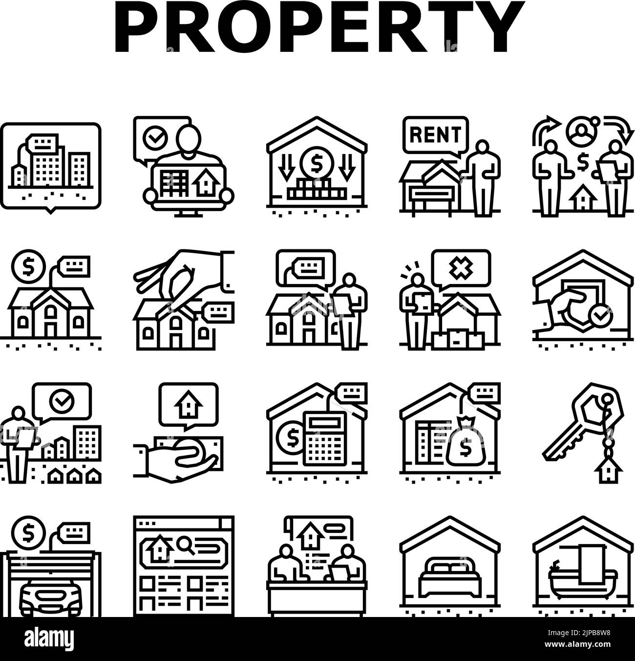 property estate home house real icons set vector Stock Vector Image ...