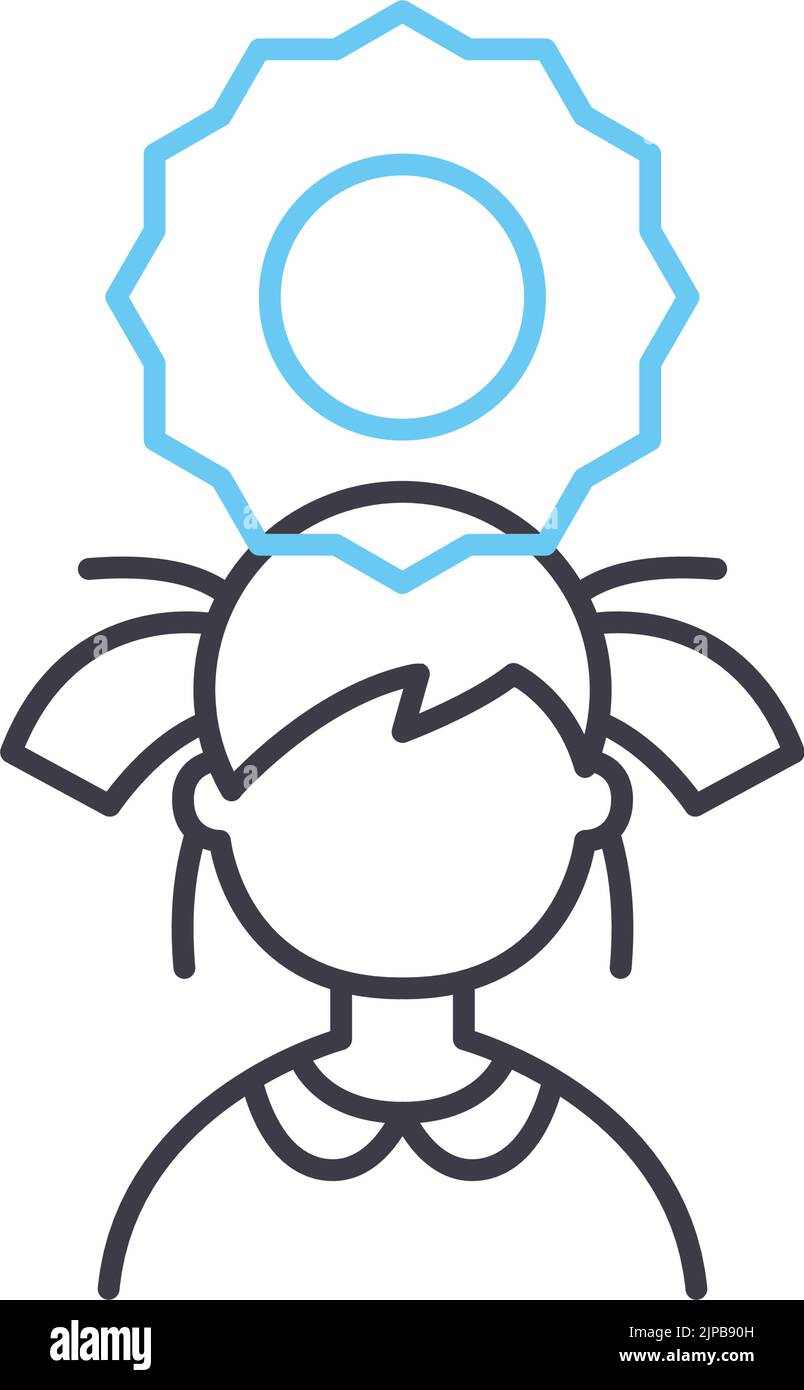 optimism and happiness line icon, outline symbol, vector illustration ...