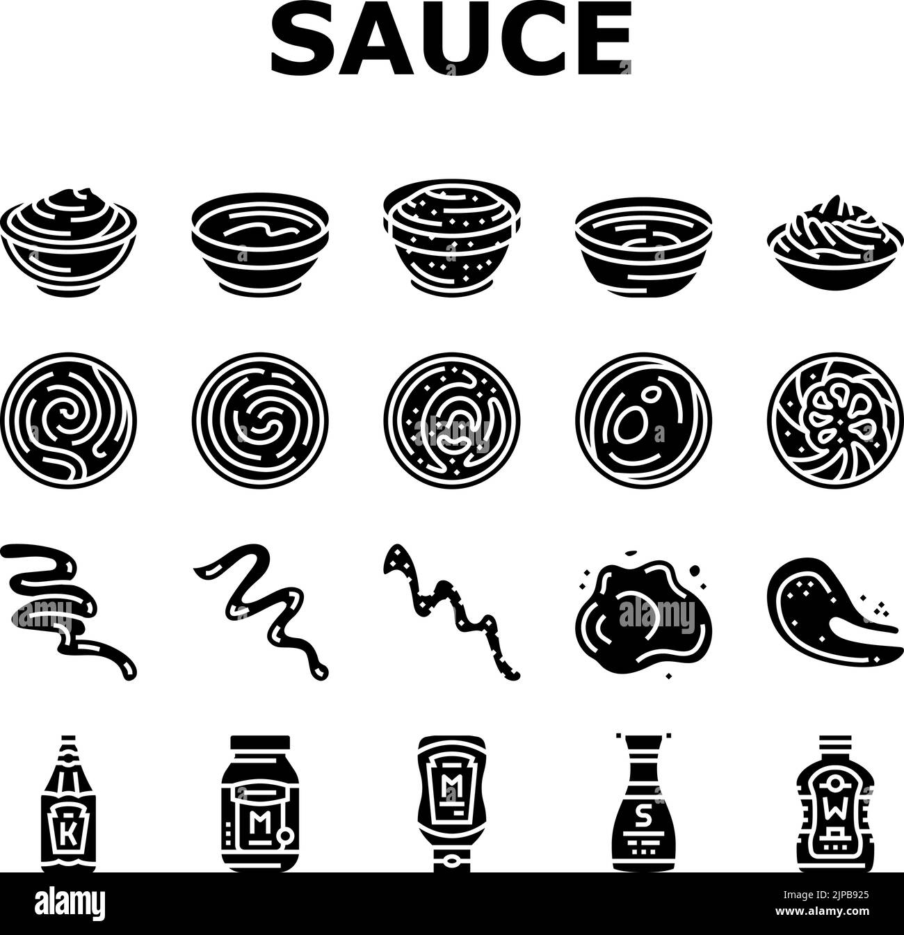 sauce ketchup food mayonnaise icons set vector Stock Vector Image & Art ...