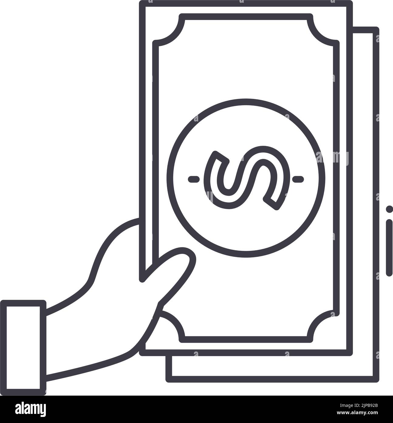 hand with cash line icon, outline symbol, vector illustration, concept ...