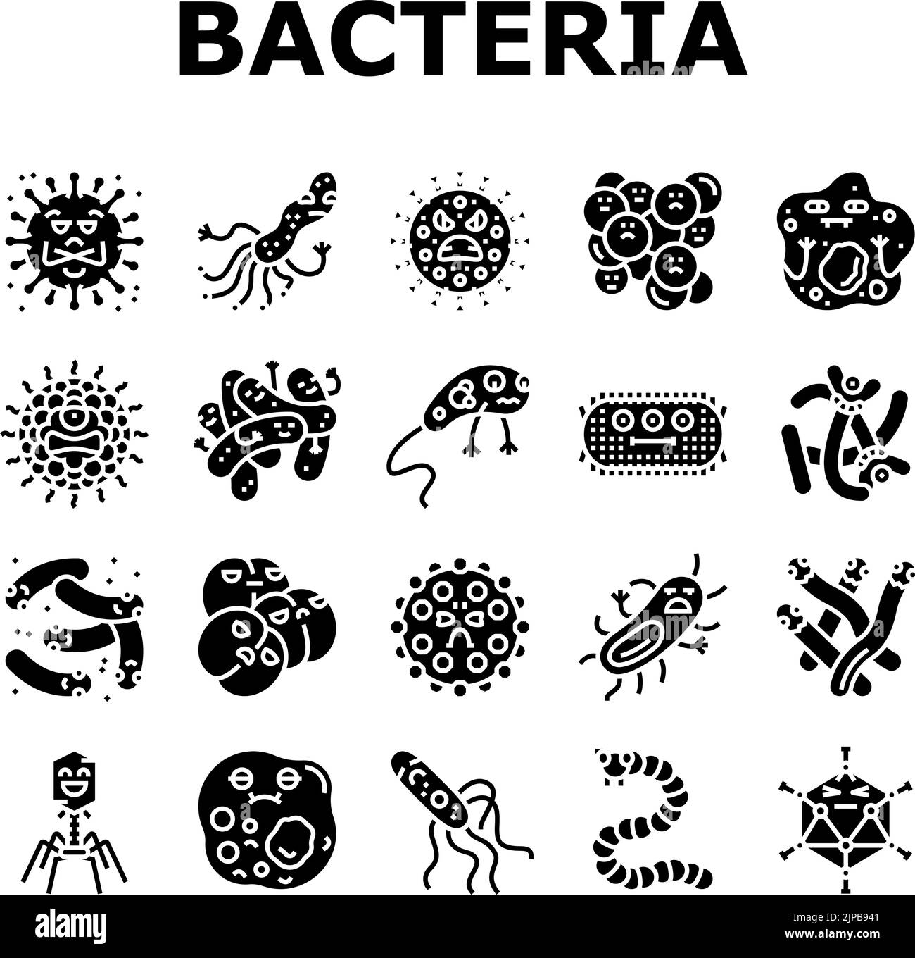 Bacteria Virus Bacterium Cell Icons Set Vector Stock Vector Image And Art