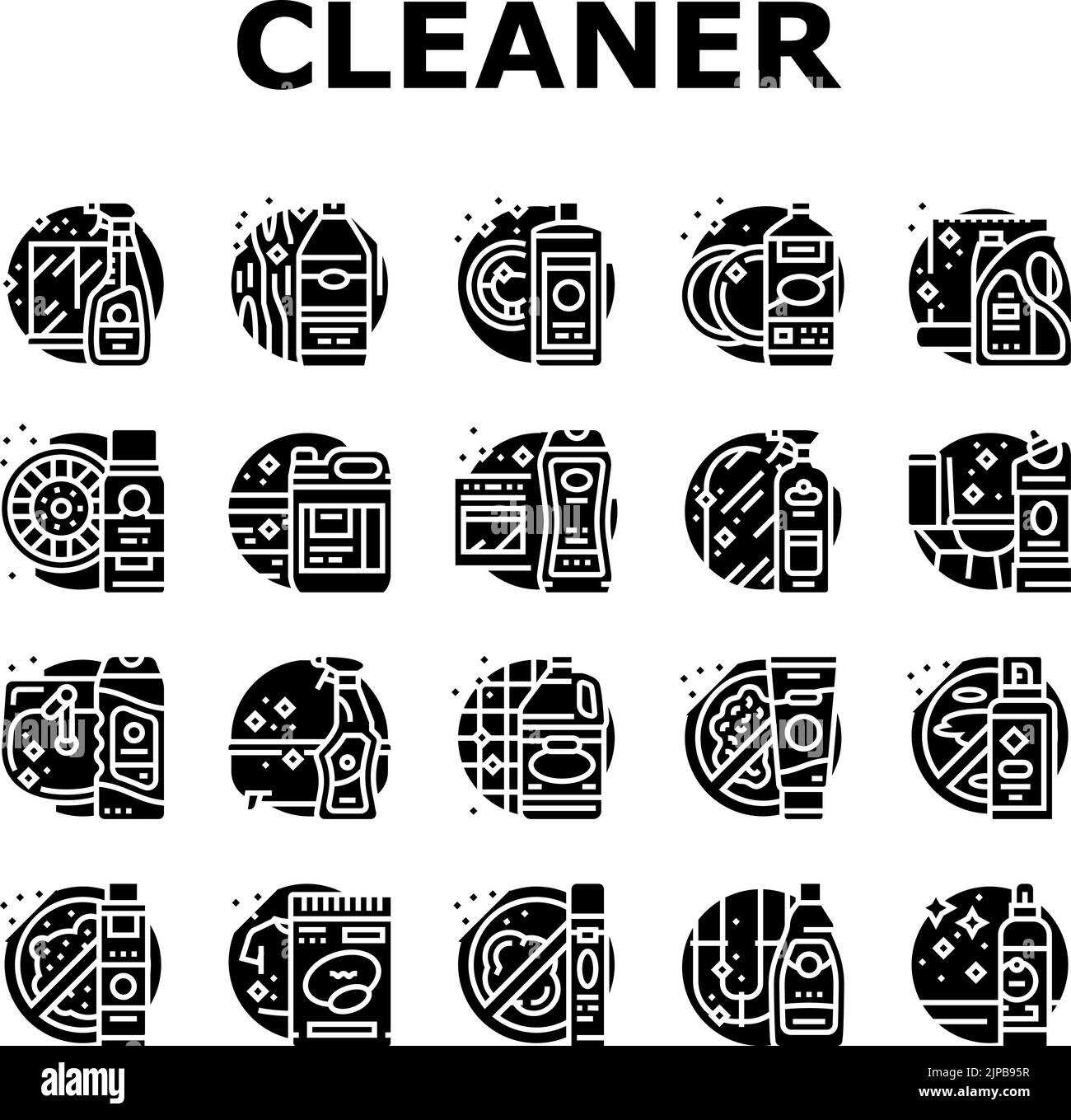 cleaner clean detergent wash hand icons set vector Stock Vector Image ...