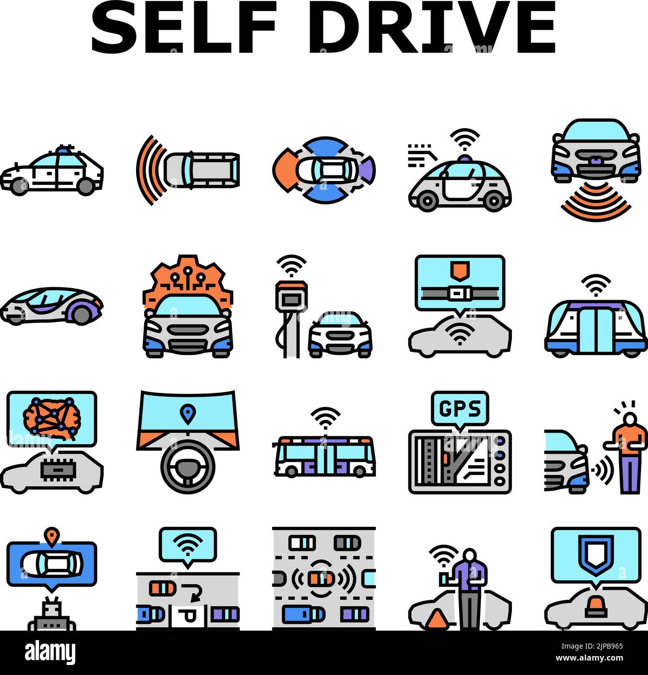 car self vehicle drive smart auto icons set vector Stock Vector Image ...