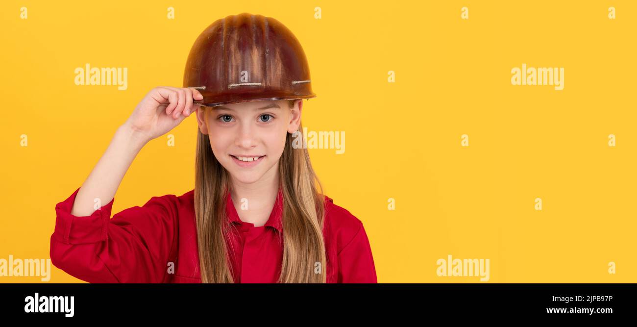 Architect teenager girl. future career of teen girl in helmet builder ...