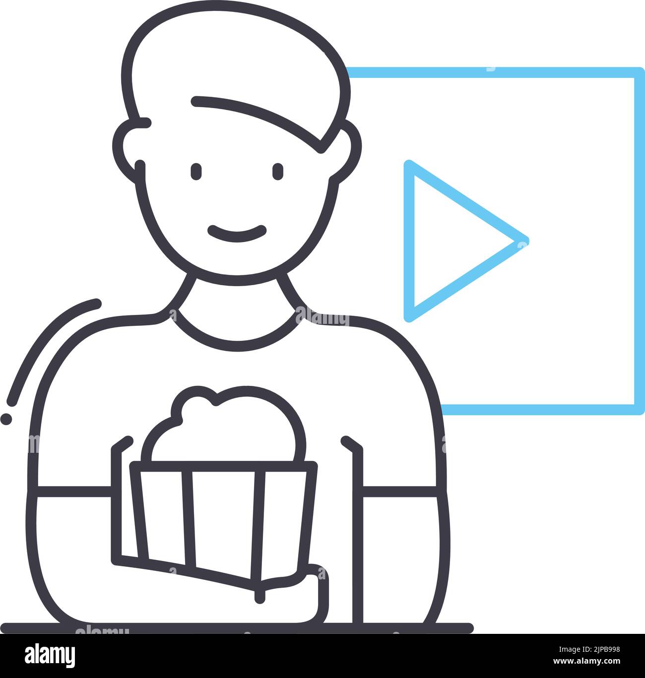 watching movies line icon, outline symbol, vector illustration, concept ...