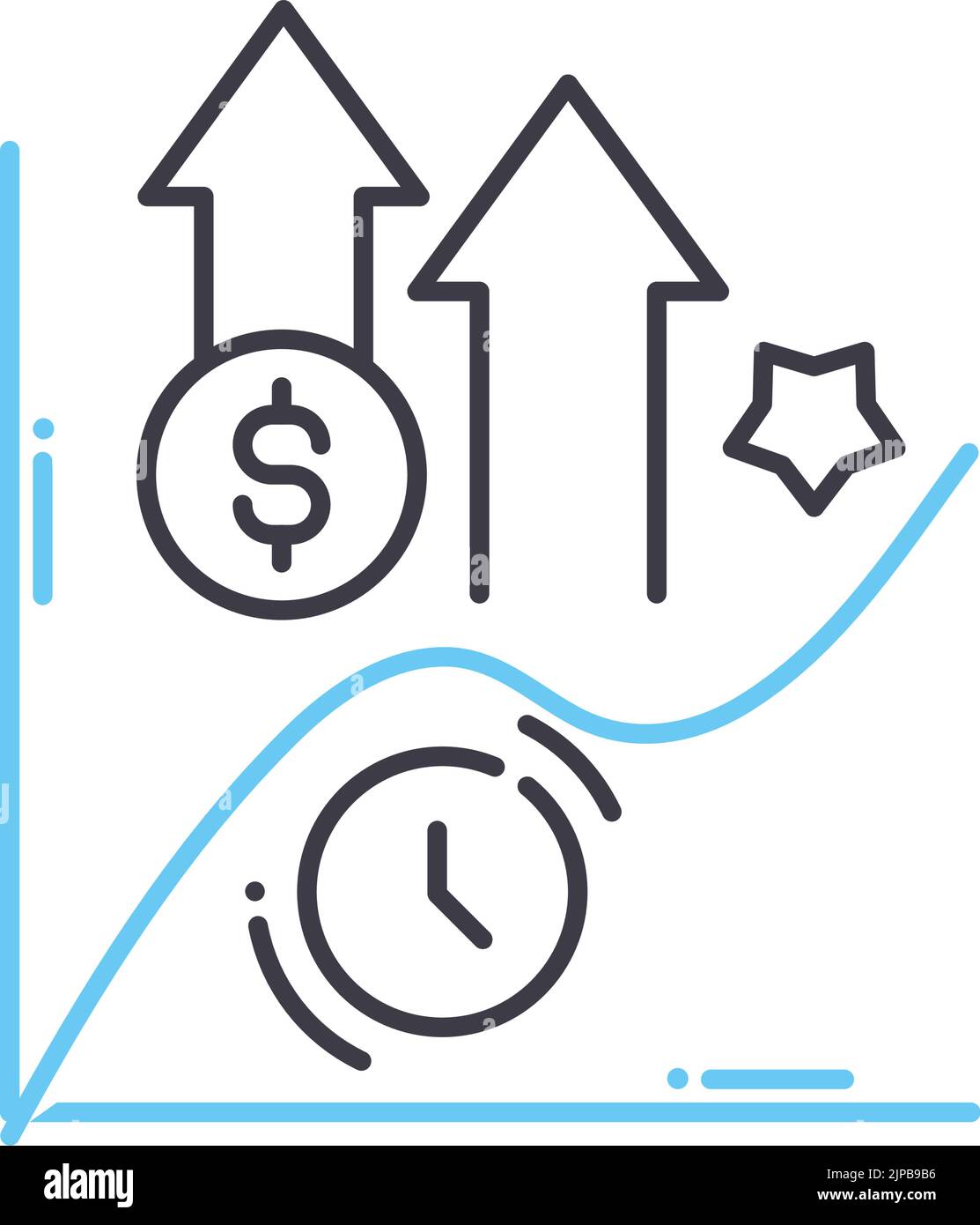 yield curve line icon, outline symbol, vector illustration, concept ...