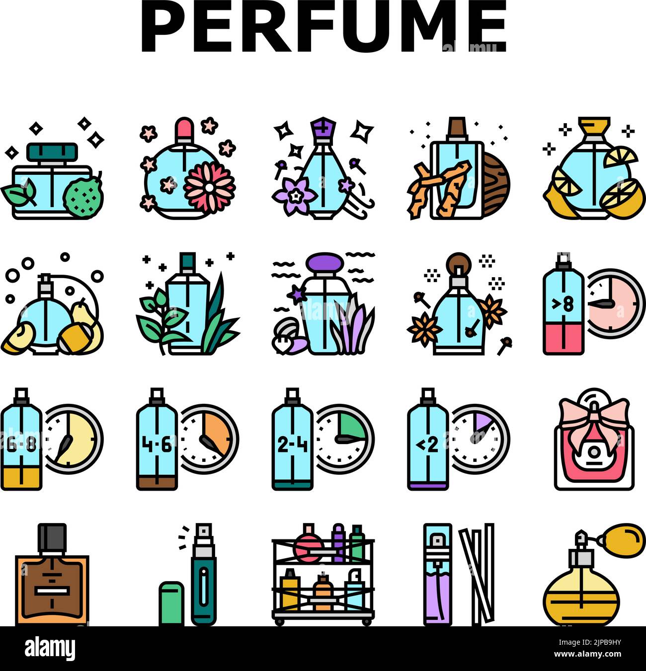 perfumery glass luxury cosmetic icons set vector Stock Vector Image ...