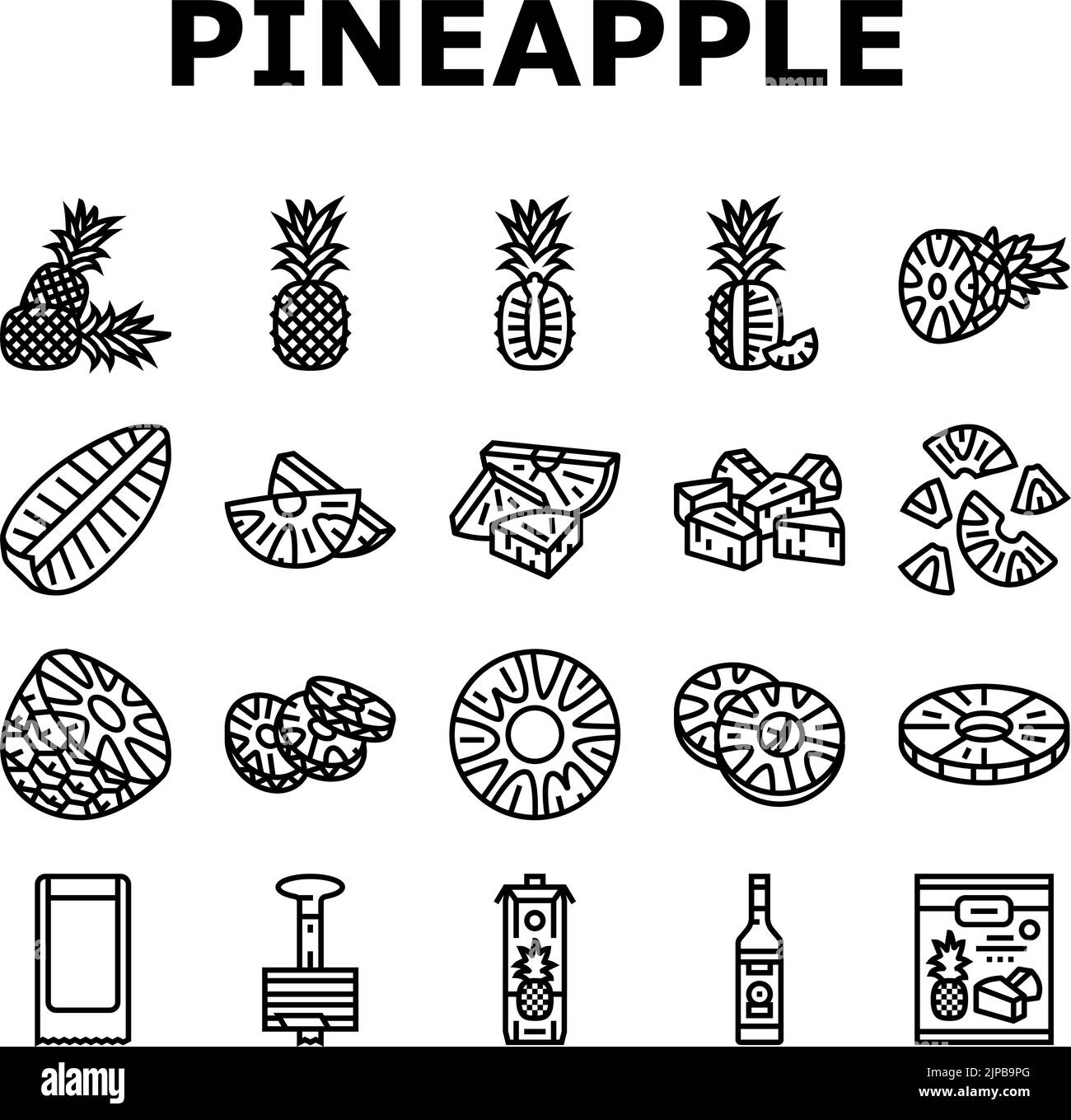 pineapple fruit tropical food icons set vector Stock Vector Image & Art ...