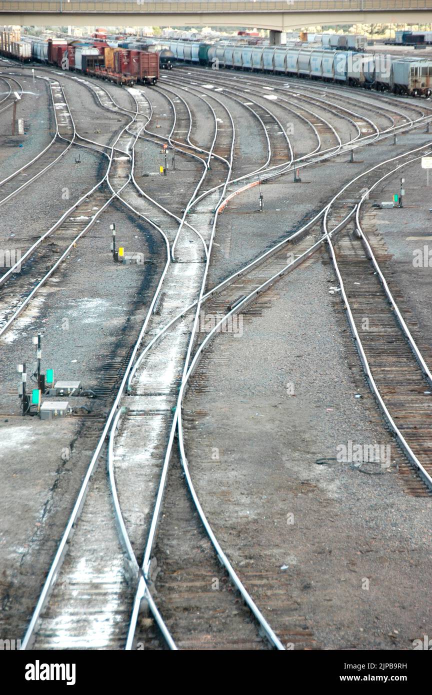 Train cars in railroad switching hi-res stock photography and images ...