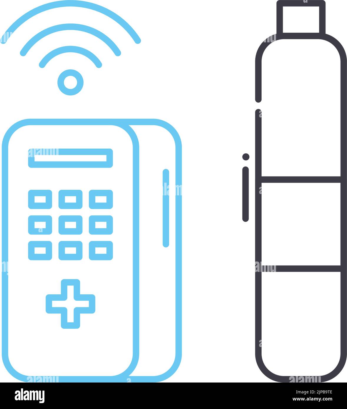 tv stick line icon, outline symbol, vector illustration, concept sign ...