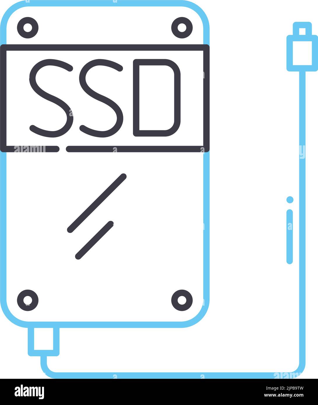 SSD disk drive line icon, outline symbol, vector illustration, concept ...
